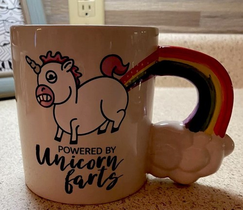 Rainbow Coffee Mug POWERED BY UNICORN FARTS Cup Novelty LGBT PRIDE ...