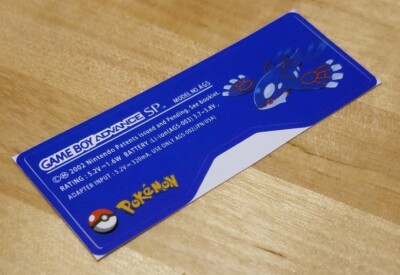 Nintendo Game Boy Advance SP GBA SP Pokemon KYOGRE Sticker Label MINT ...