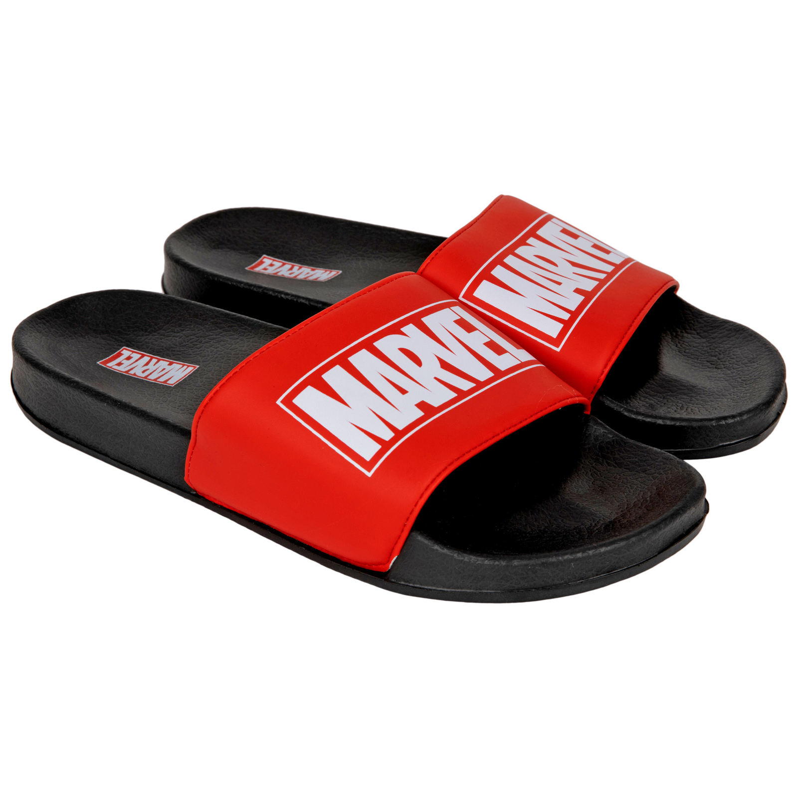 Marvel Comics Title Logo Men's Slide Sandals Red | eBay