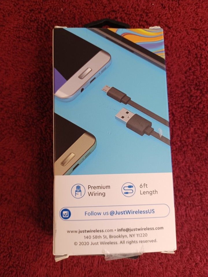 Just Wireless 6ft Flat TPU Micro USB to USB-A Cable - Black | eBay