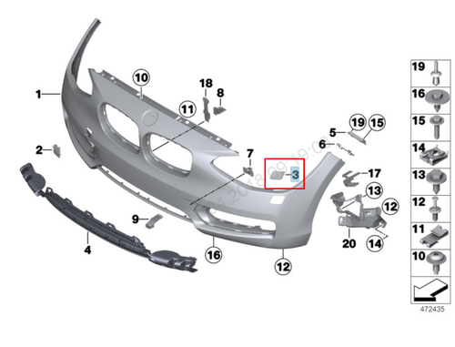 BMW 1 F20 Couvercle de lave-phare droit 51112223110 2223110 2014 ...