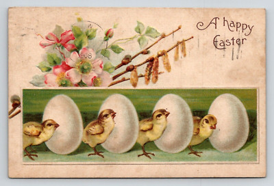 Postcard Easter Greeting Chicks and Eggs Media PA Cancel 1908 Reece ...