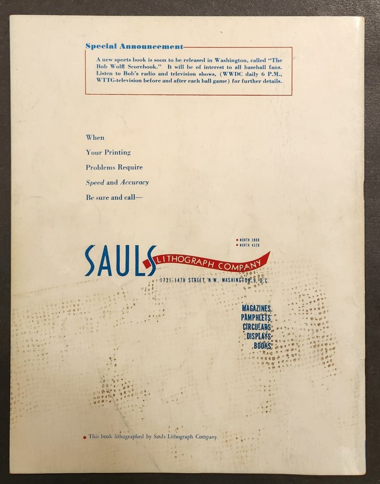 CONNIE MACK Autograph Signed 1950 Washington Program Baseball HOF Died ...