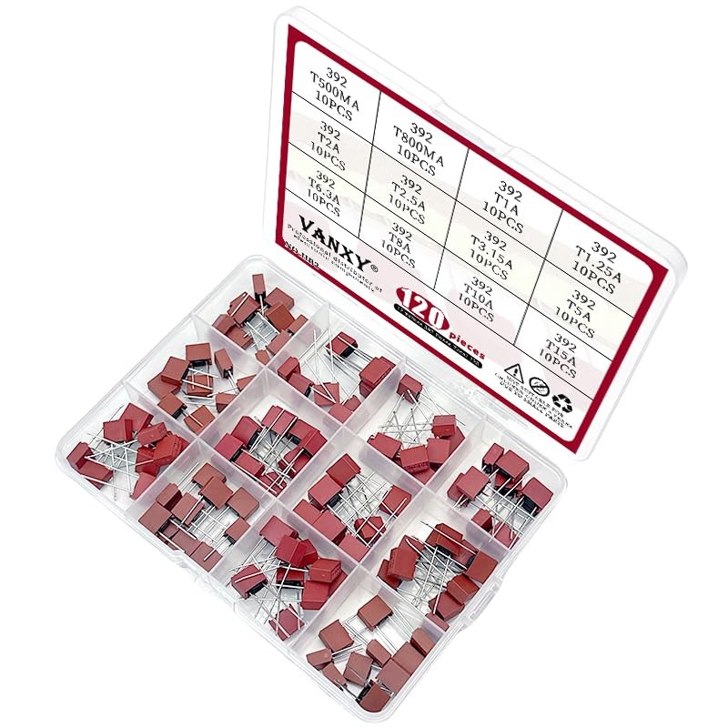 12Values*10Pcs=120Pcs 392 Square Fuse Kits 250V Slow Blow T0.5A T0.8A ...