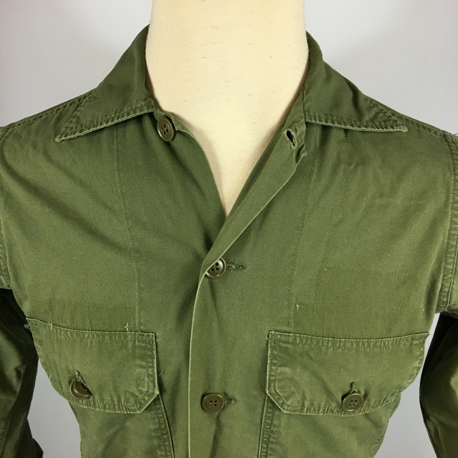 Vintage 50s Army Military Distressed Worn Uniform Shi… - Gem