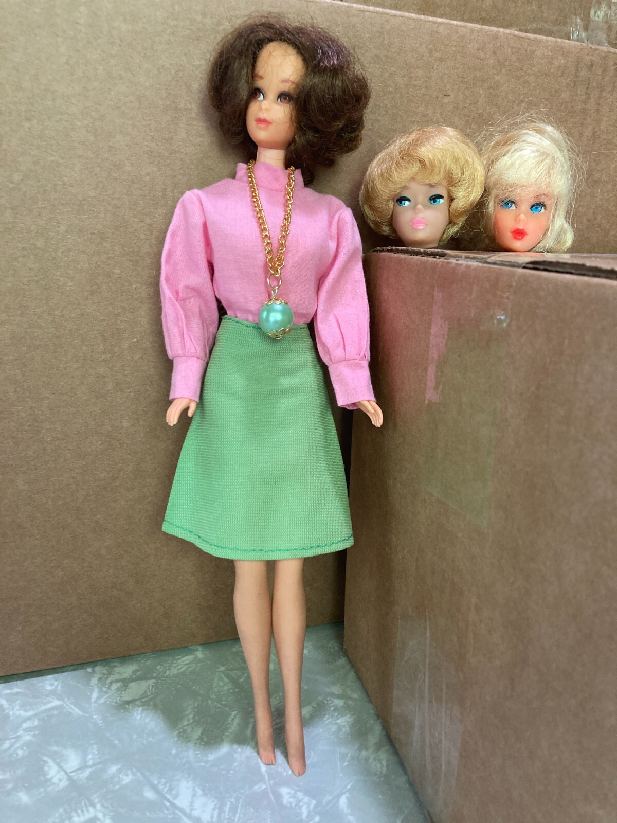 Vtg Talking Barbie Mattel 1967 With Outfit & 2 Heads Blonde Brunette ...