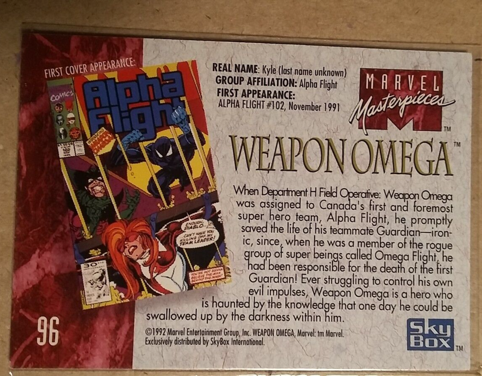 1992 SkyBox Marvel Masterpieces #96 Weapon Omega | eBay