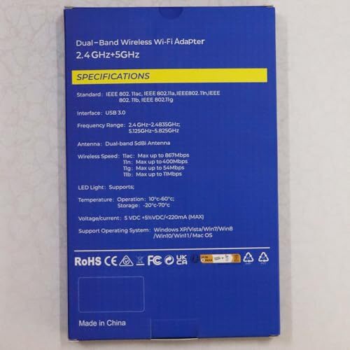 Realtek RTL8812BU USB Wireless Adapter 1300 Mbps with 5 dBi Antenna ...