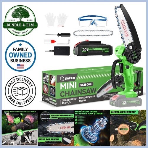 Mini Chainsaw Cordless 6 Inch Electric Tree Trimmer Garden Tool for DIY ...