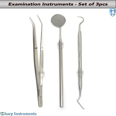1X Dental Examination Set, Mouth Mirror with Handle, Probe,Hygiene ...