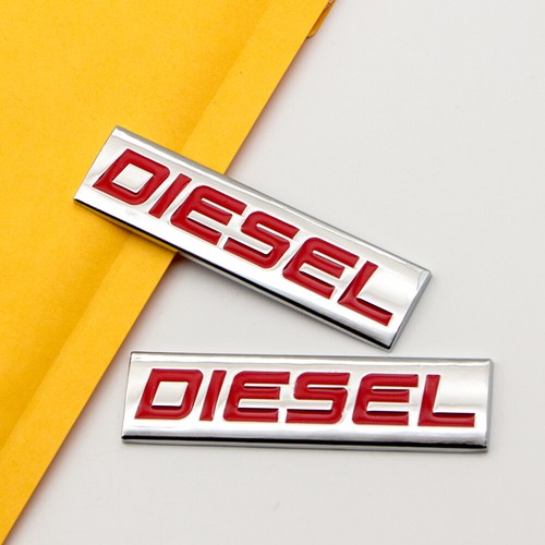 2Pcs Metal Red Chrome Fender Trunk DIESEL Logo Car Emblem SUV Turbo ...