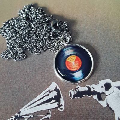 Unique VINYL RECORD NECKLACE music DANCE album 12" gramophone 45 rpm ...