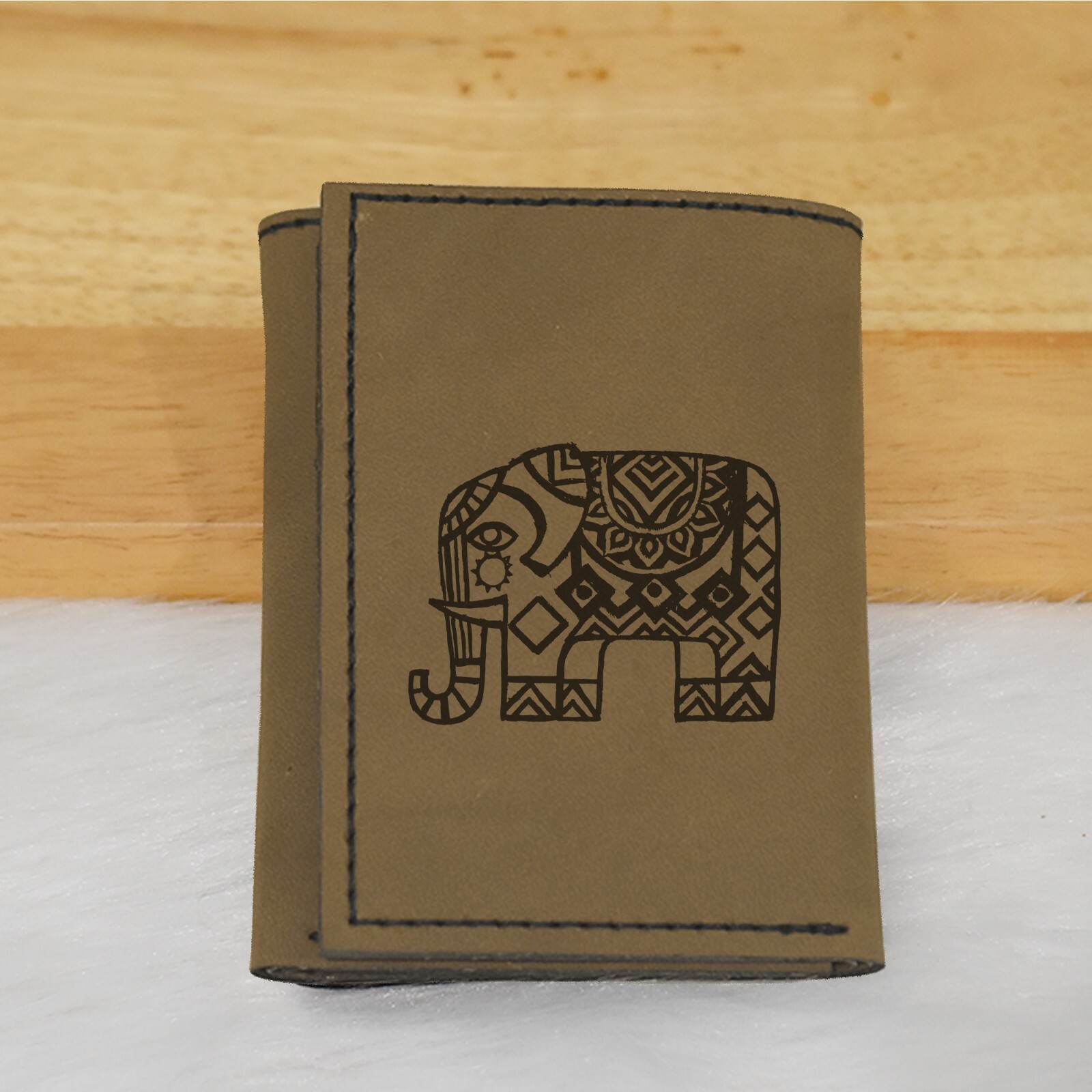 Men's Seal & Indian Elephant Genuine Leather Blocking Trifold Wallet ...