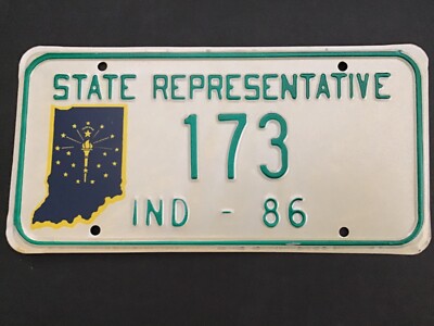 1986 Indiana State Representative License Plate Tag 173 Political | eBay