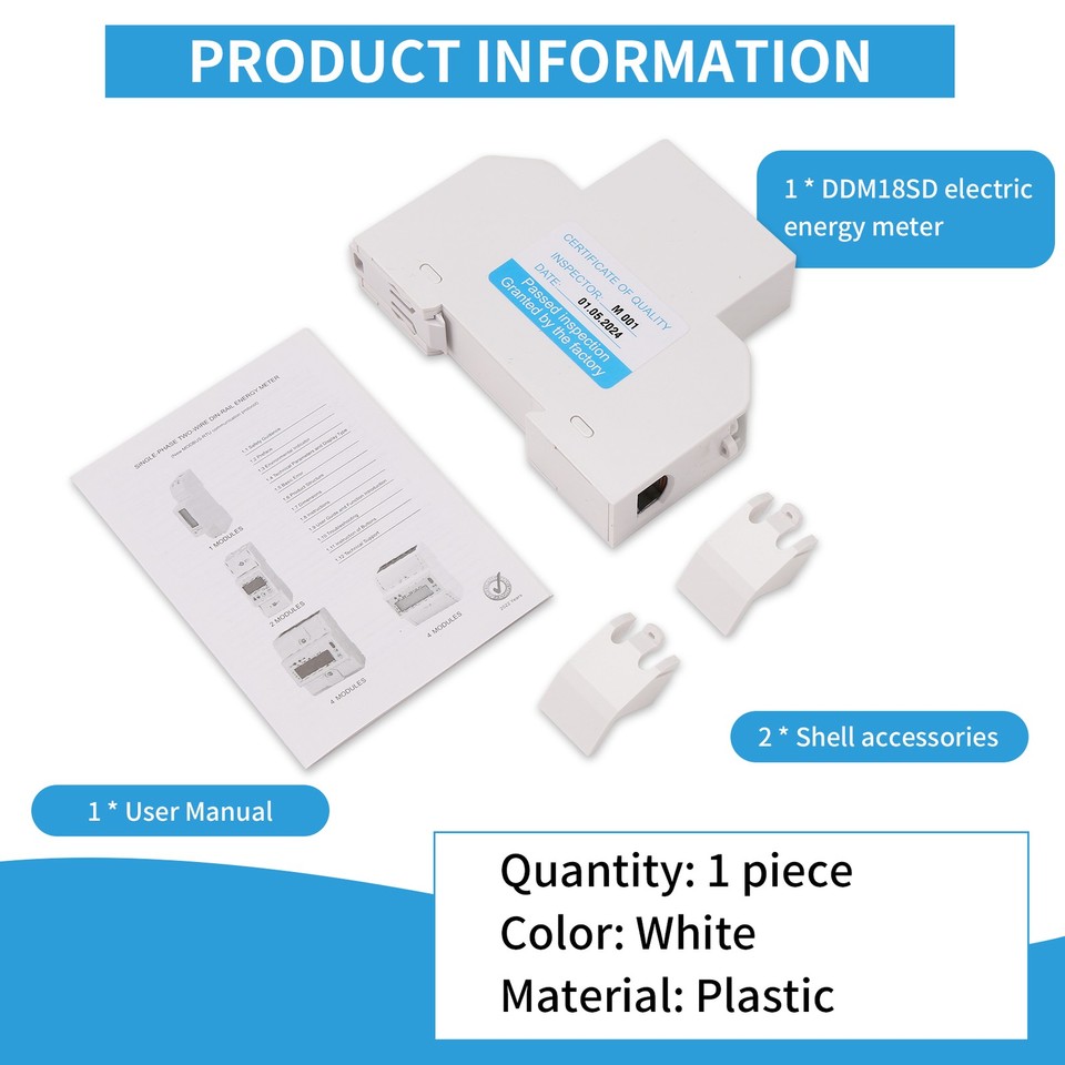 5-100A 220V Energy Meter Single Phase RS485 MODBUS Protocol LCD ...