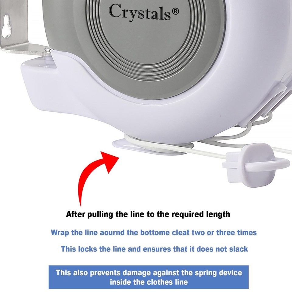 30m Retractable Clothes Reel Double Washing Line Wall Mounted Outdoor ...