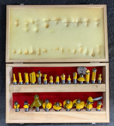 Carb-Tech CT1224K 24pc. 1/2" Carbide Router Bit Set w/ Wood Case - Nice ...