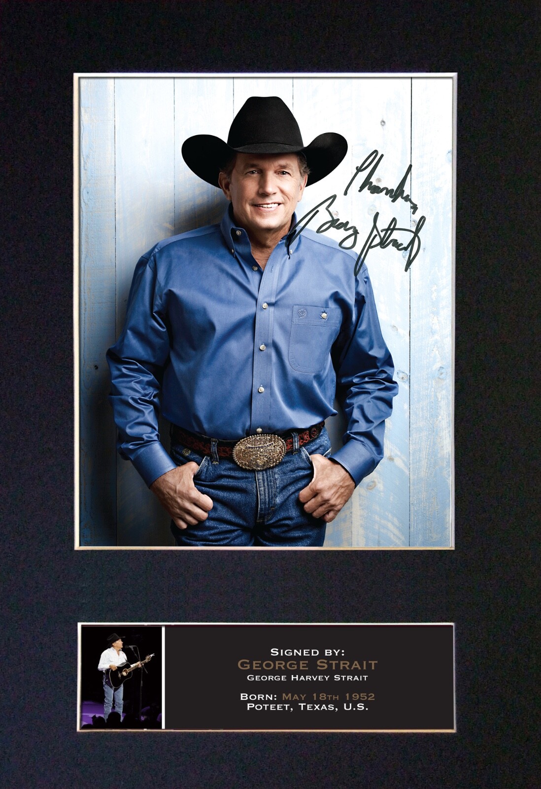 GEORGE STRAIT Signed Mounted Reproduction Autograph Photo Prints A4 787 ...