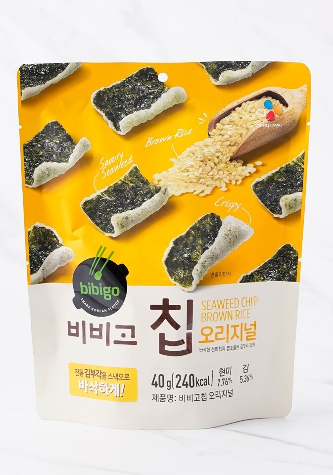 Korean Snack CJ bibigo Seaweed Chip ORIGINAL(BROWN RICE) Taste 40g X ...