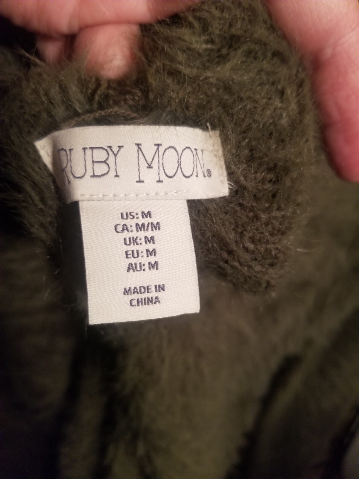 Ruby Moon Womens Olive Green Furry Tunic Sweater Size… - Gem