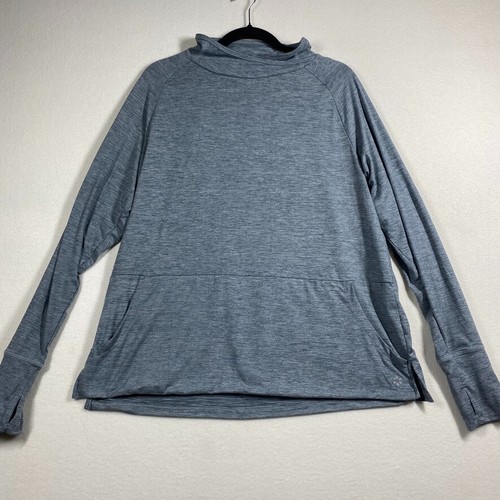 NINE WEST Active Pullover Shirt Women XL Gray Mock Neck Thumbholes Activewear | eBay