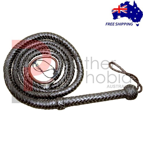 Genuine Cowhide Leather Rope Core Whip 8 Feet Long 12 Plaits Dark Brown ...
