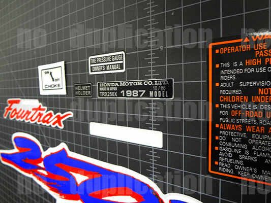 1987 87' TRX 250x 9pc Decals Stickers Fourtrax Graphics fender ATV Grey ...