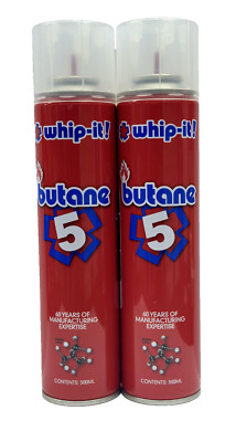 2 Cans Whip It Butane 5 (300ml) 5x butane lighter refill fuel w ...