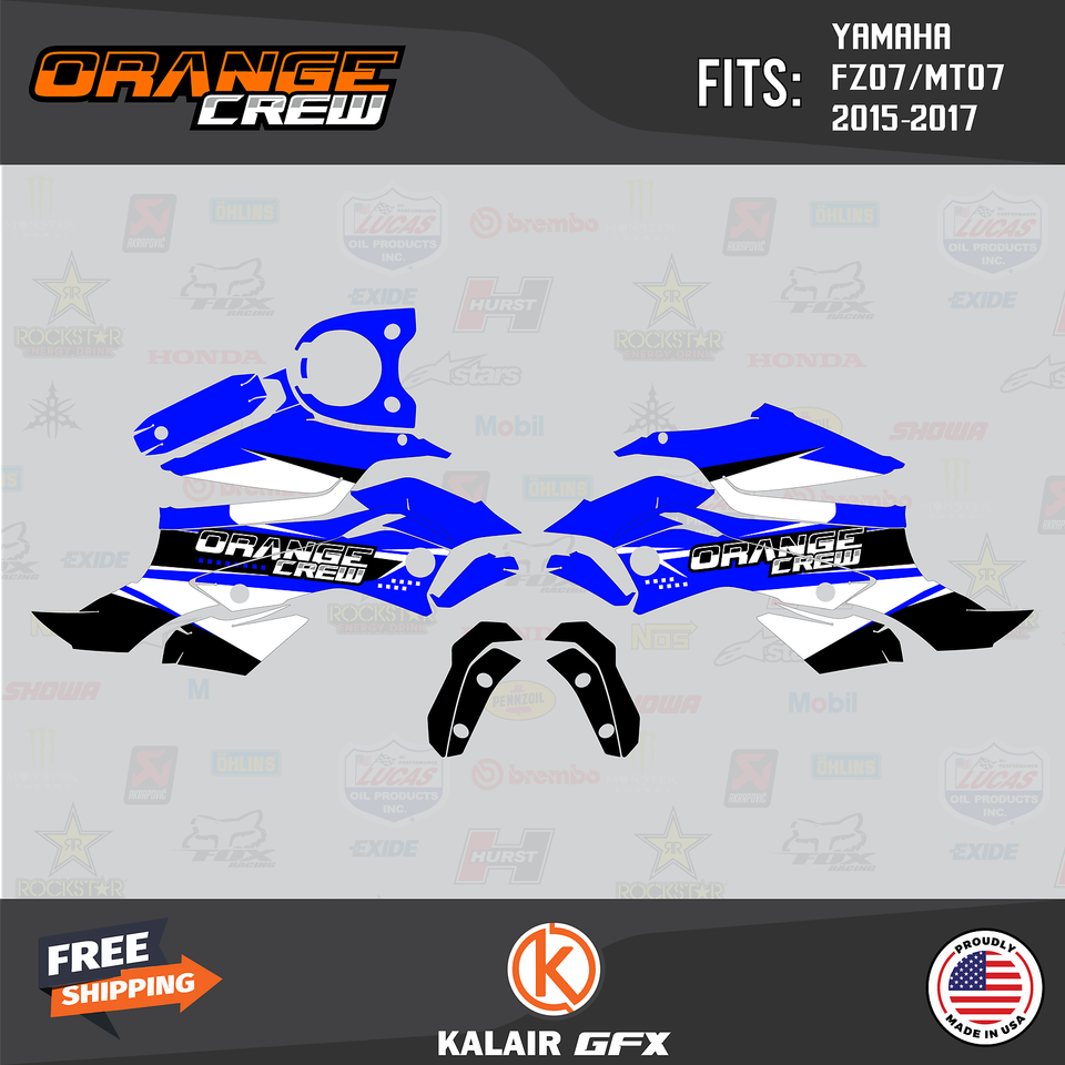 Graphics Kit for YAMAHA FZ-07 MT-07 (2015-2017) Orange-crew - Blue | eBay