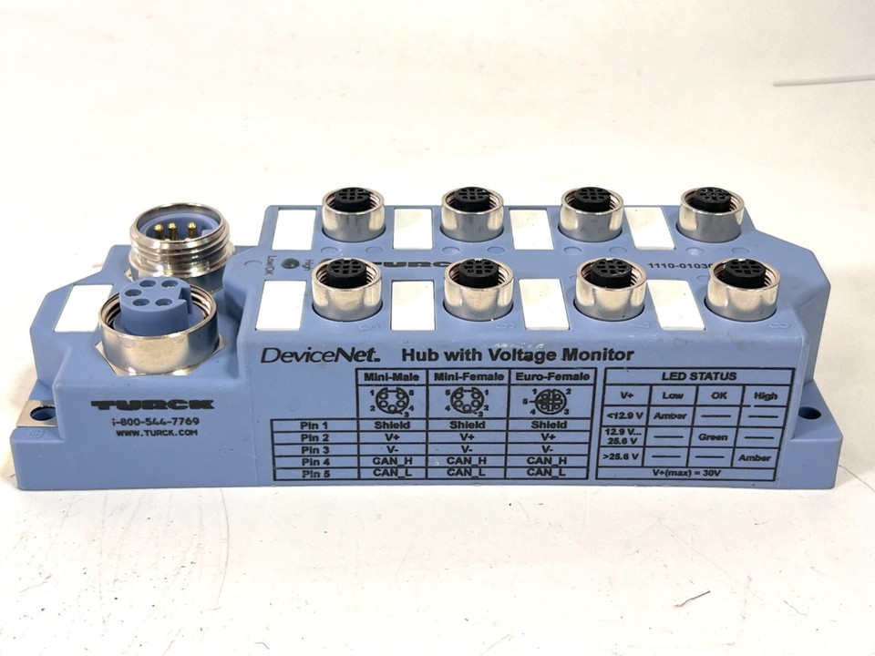Turck JBBS-57-E811 DeviceNet Hub w/ Voltage Monitor Sensor 8 Port ...