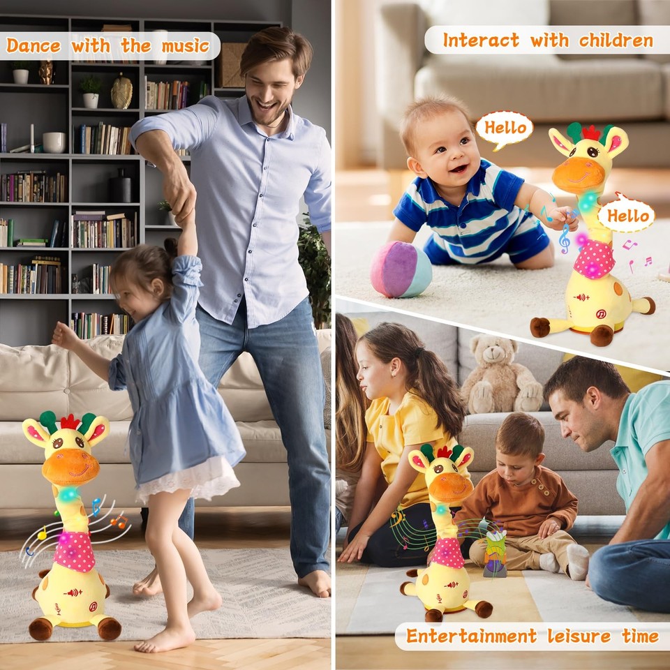 Dancing Giraffe Toy Stuffed Plush, Cute Interactive Talking Giraffe ...