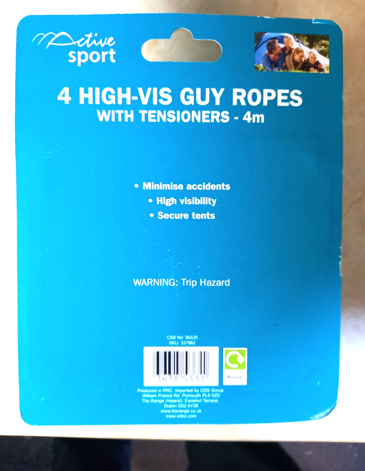 4 x 4m Hi Vis Guy Ropes with Tensioners for Camping Hiking | eBay UK