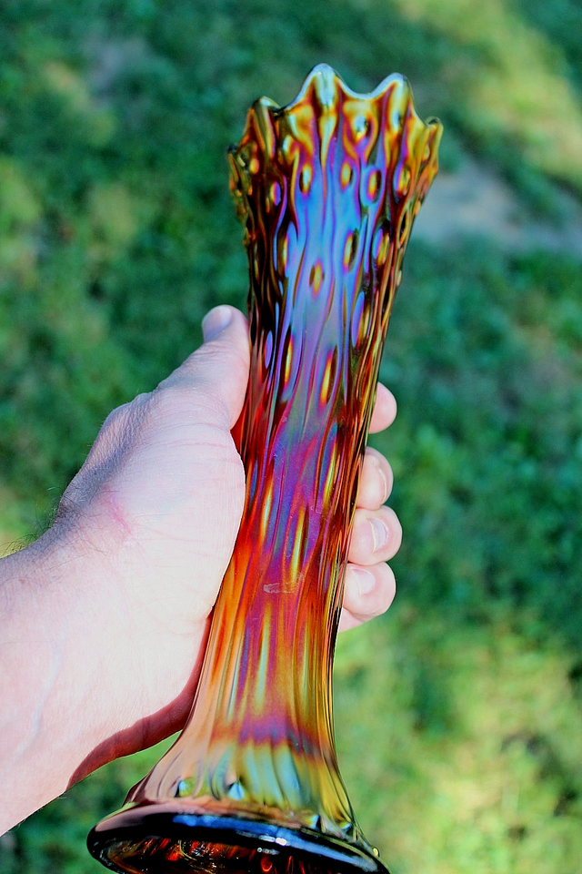 ANTIQUE NORTHWOOD TREE TRUNK CARNIVAL GLASS VASE - LIGHT AMETHYST | eBay
