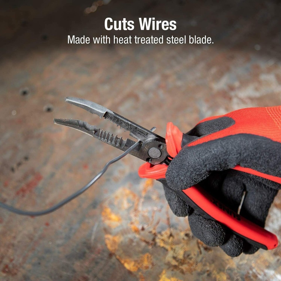 SUNEX ANGLED TIP MULTI-FUNCTION WIRE STRIPPER CUTTER PLIERS NEEDLE NOSE ...