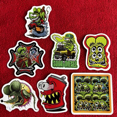 🔥 7 Rat Fink Mouse Ed Big Daddy Roth Hot Rod Art Vinyl Decal Sticker ...