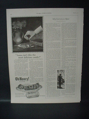 1925 Oh Henry Candy bar Snack Ad sliced delicious Vintage Print Ad 196 ...