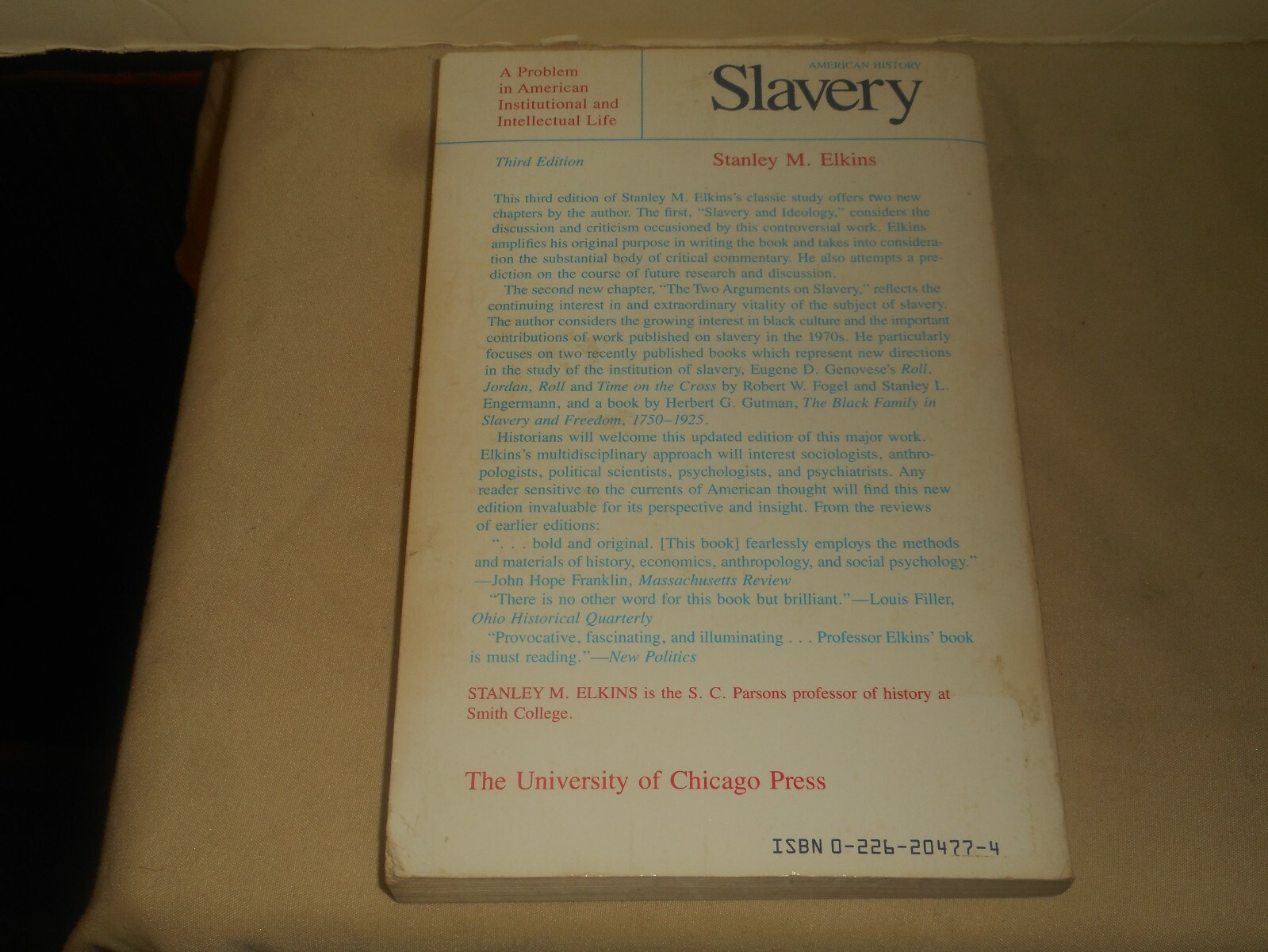 Slavery A Problem in American Institutional and Intellectual Life ...