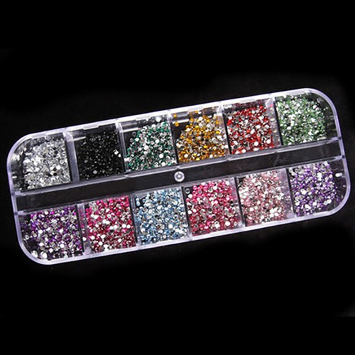 1200x Bling 2mm Nail Art Tips Mixed Color Acrylic Manicure Nail ...
