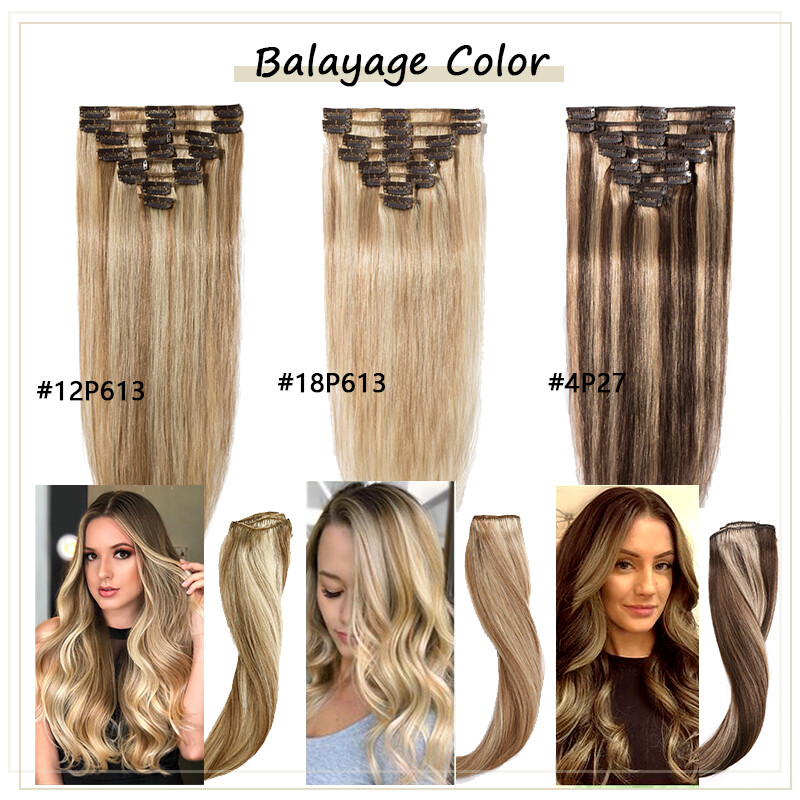 8pcs Clip In Hair Extensions 100% Real Human Hair Extensions Weft ...