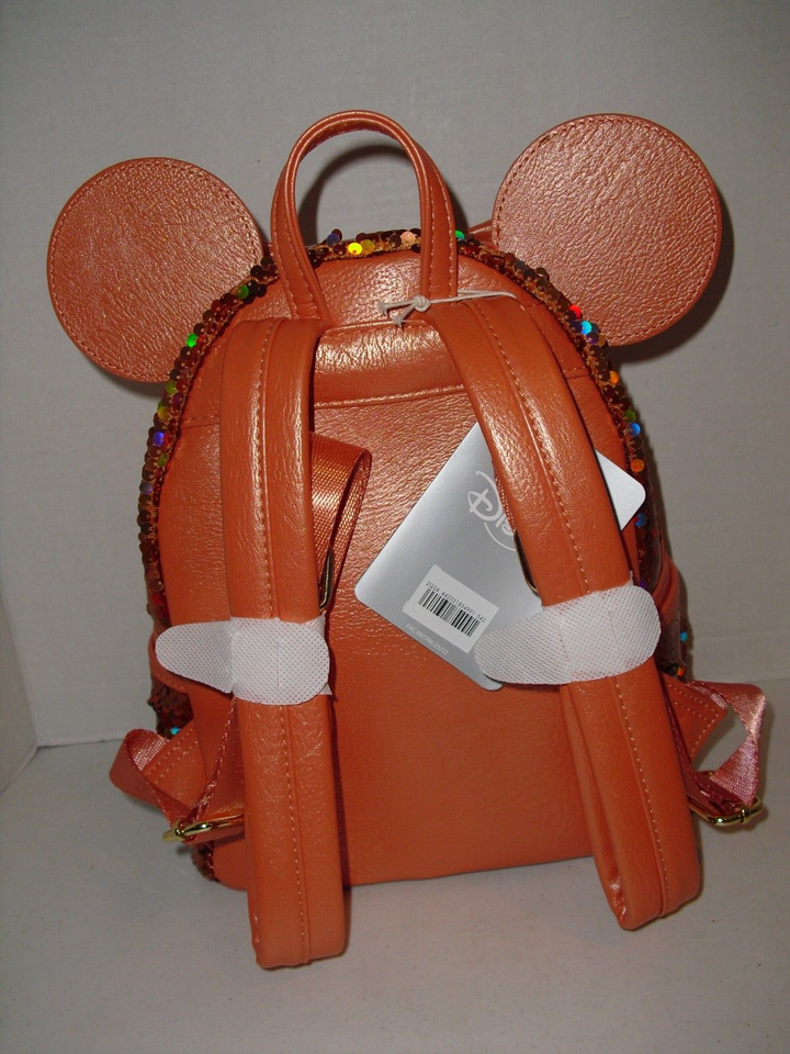 NEW Loungefly Minnie Mouse Peach Punch Sequined Mini Backpack Orange | eBay