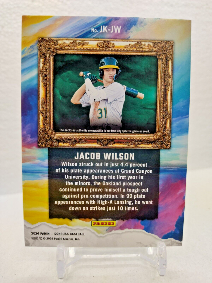 Jacob Wilson Jersey Kings Relic 2024 Donruss Baseball JK-JW Oakland A's ...