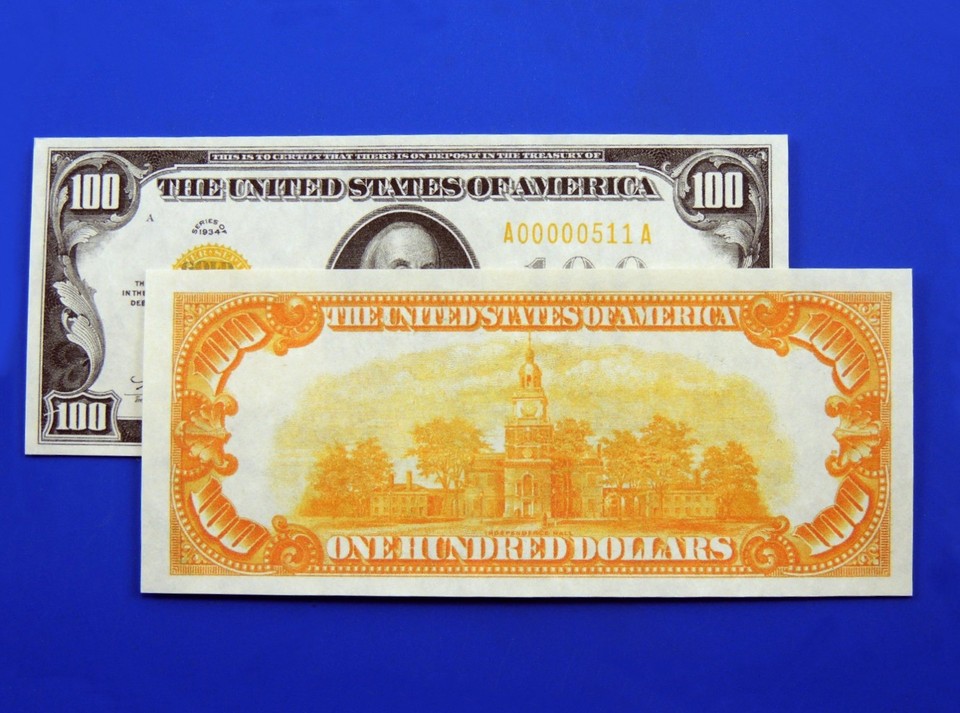 Reproduction $100 1934 Gold US Paper Money Currency Copy | eBay