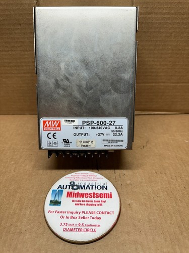 MEANWELL PSP-600-27 POWER SUPPLY 100-240VAC 8.2A 50/60HZ SHIPS SAME BUS ...