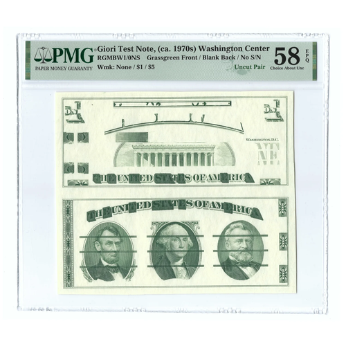 1970's Giori Test Notes Uncut Pair, Washington Center PMG Choice About ...