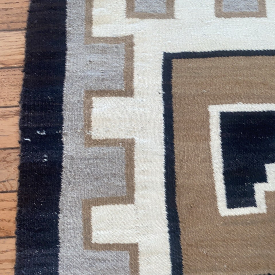 Antique Native American Indian Navajo Wool Rug Two Grey Hills Trading ...