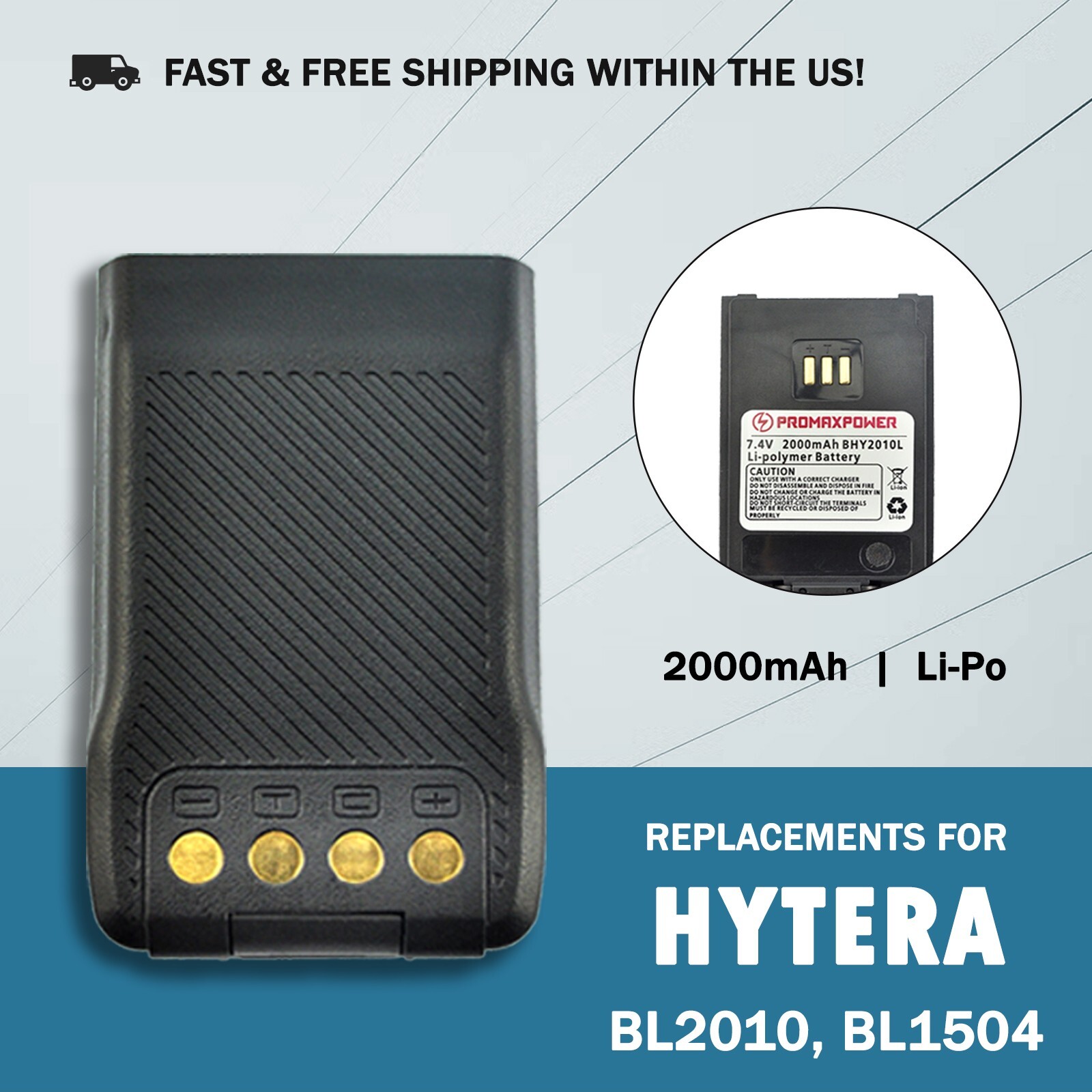 2000mAh Li-Po Battery for Hytera Radios BL2010, BL1504, PD602, PD562, PD682G | eBay