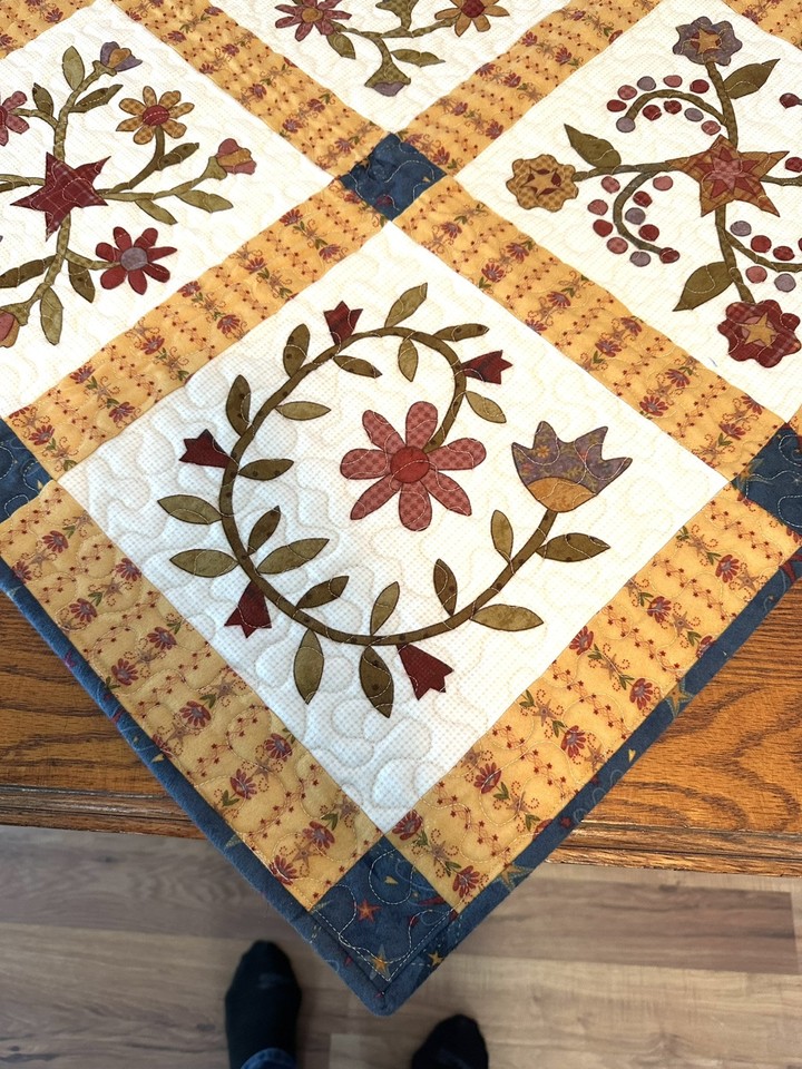 Floral Flannel Table Topper, Quilted Table Decor, 26” x 26” Handmade | eBay