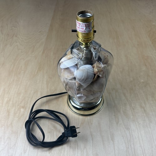 Glass Seashell Table Lamp Beach Coastal Nautical Decor Clear Shell Base ...