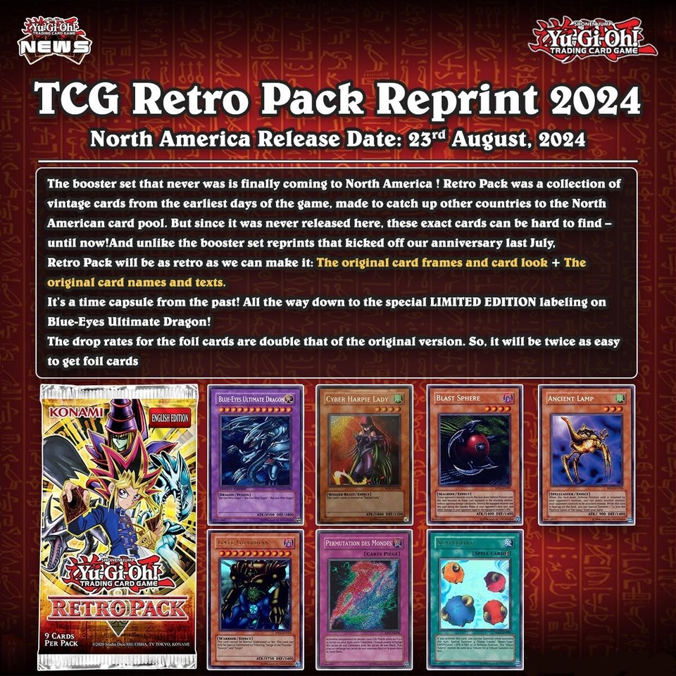 Yugioh Yu-Gi-Oh! RETRO PACK Booster Pack x1 New Sealed 2024 Reprint ...