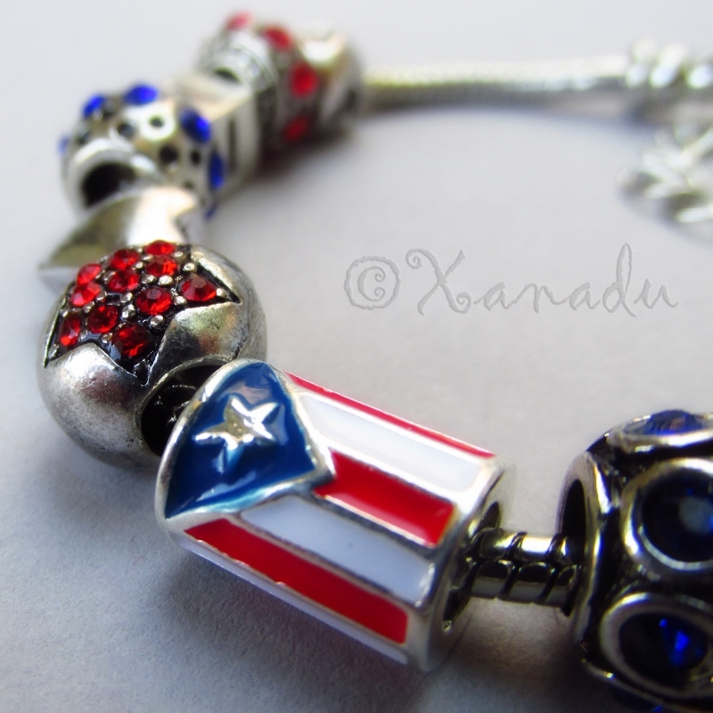 Puerto Rico European Charm Bracelet With I Love PR And Puerto Rican ...